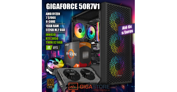 Desktop Gaming RYZEN 7 5700X RTX 3050 16GB RAM 512GB SSD W11